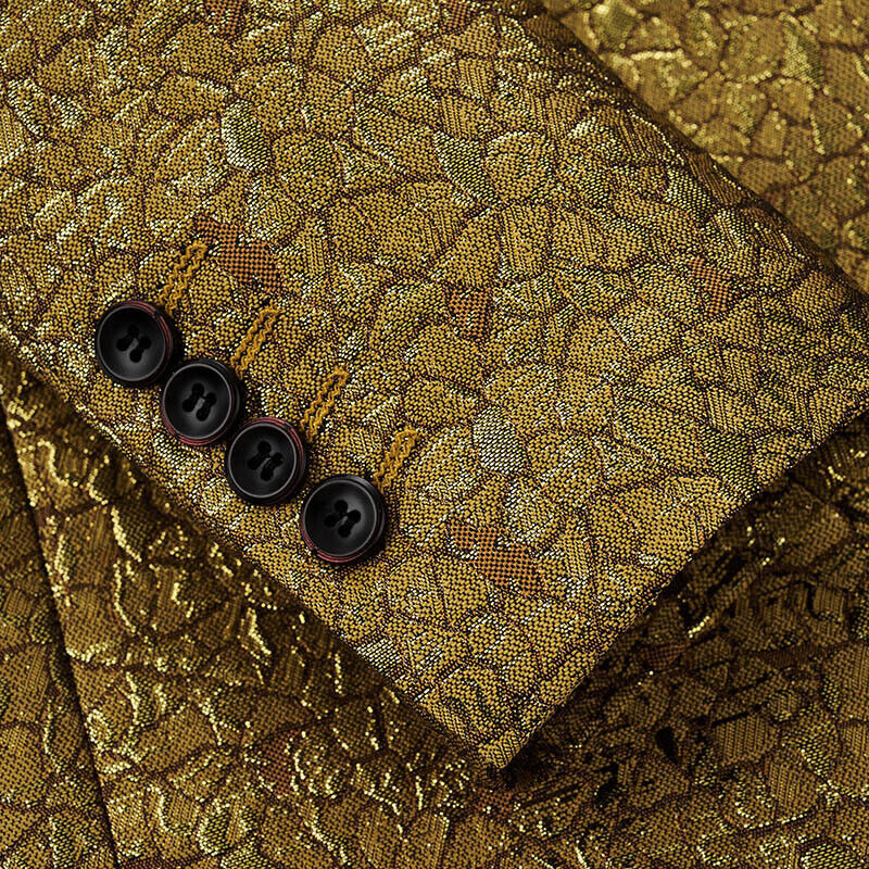 Men One Button Suit Golden Blazer Dress Jacket Formal Party Prom Dance ...