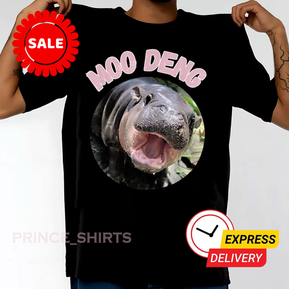 Moo Deng Bouncy Pig Cute Baby Hippo T-Shirt S-5XL - Gem