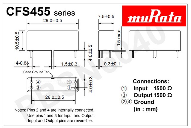 3 Murata 455 kHz Ceramic Filters High Performance CFS455E 15-element ...