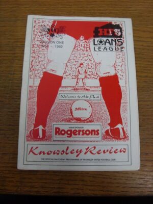 03/09/1991 Knowsley United v Rossendale United . Footy Progs items ...