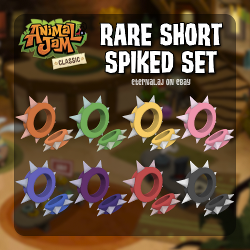 Animal Jam Classic AJC | Rare Short Spiked Collar + Wrist Set (READ ...