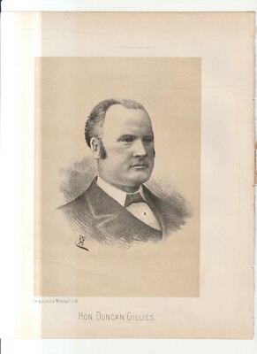 Australian Lithograph , pbl 1887 ,PORTRAIT , HON. DUNCAN GILLIES | eBay ...