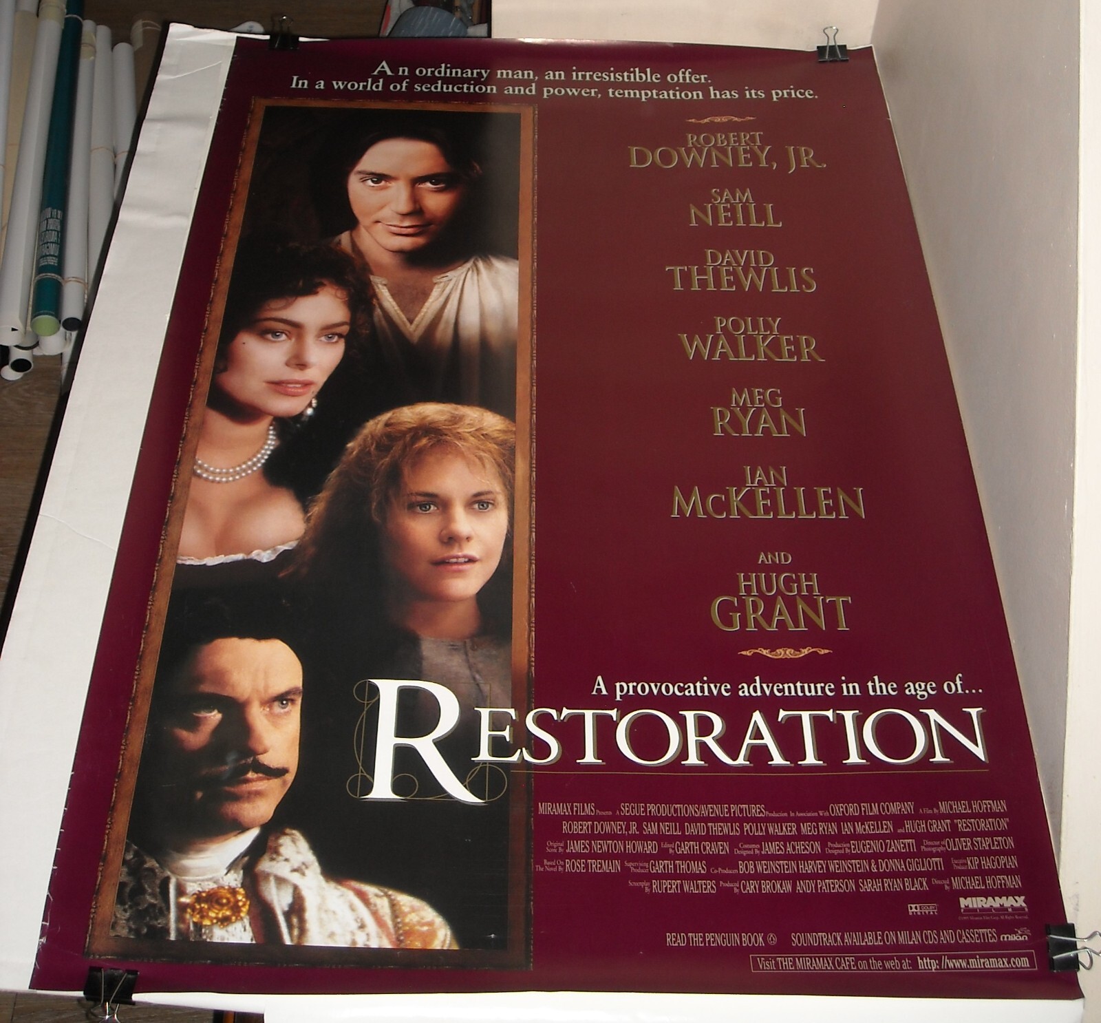 ROLLED RESTORATION MOVIE POSTER ROBERT DOWNEY JR SAM NEILL HUGH GRANT ...