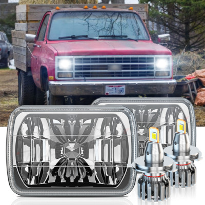 For GMC Safari C6500 C7500 C8500 Topkick 5x7"7x6" Black LED Headlights ...