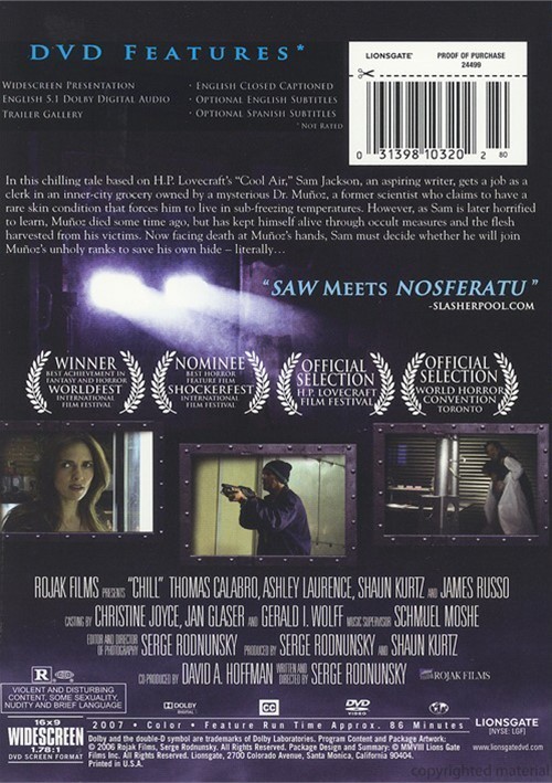 Chill (DVD, 2008) Shaun Kurtz, Thomas Calabro, James Russo, Ashley ...