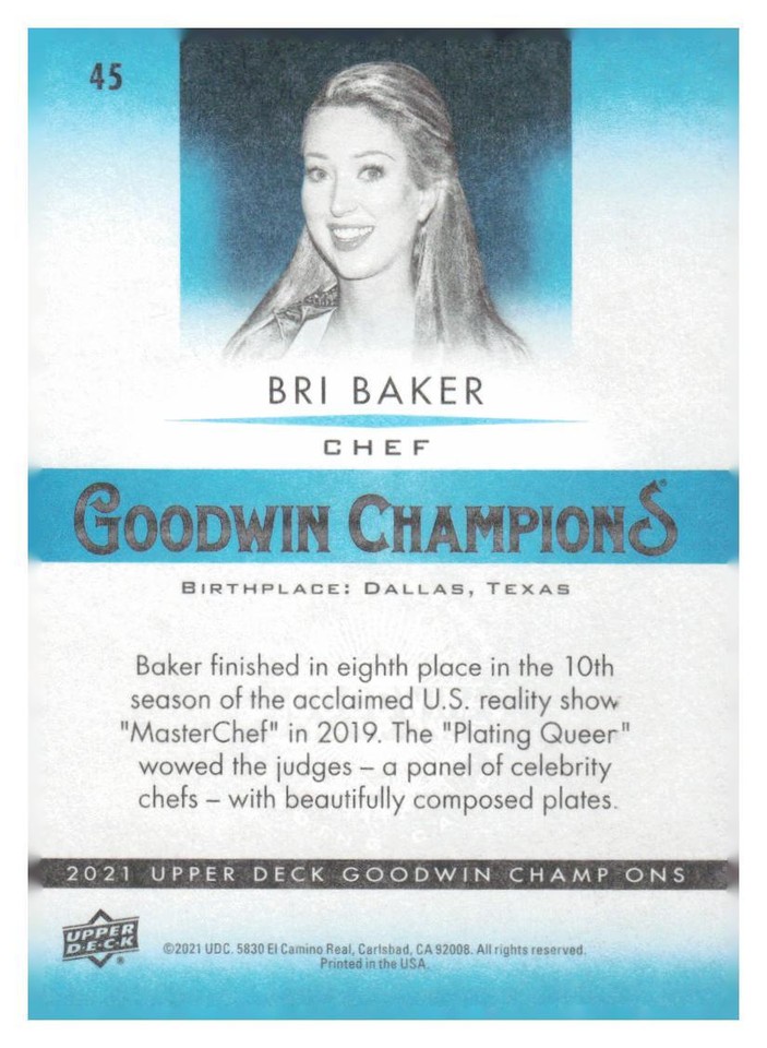 2021 Upper Deck Goodwin Champions #45 Bri Baker Turquoise | eBay