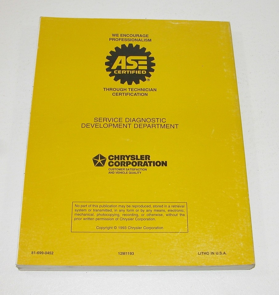 1994 Chrysler Dodge 3.3L Compressed Natural Gas Service Manual | eBay