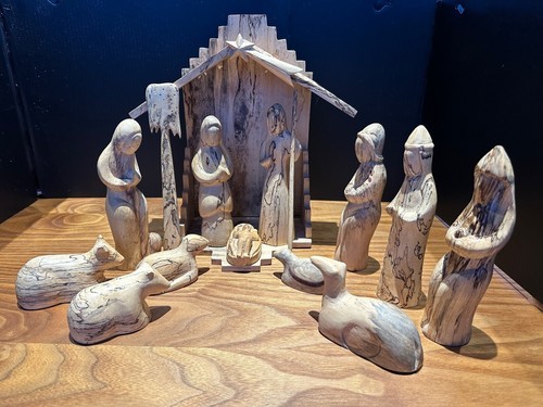 Alaskan Hand Carved Nativity Set from Spalted Birch Wood | eBay