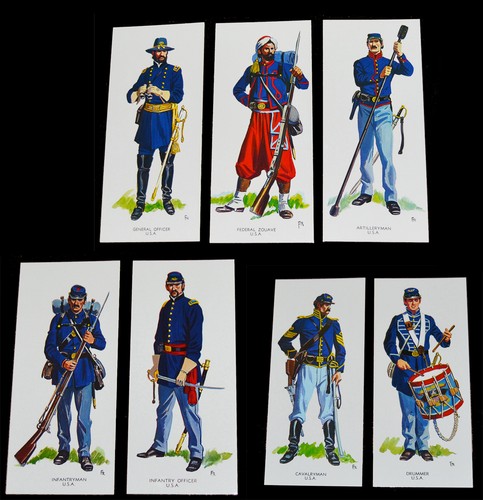 American Civil War Uniforms Of The Union 7 Cards ACW Wargame Painting ...
