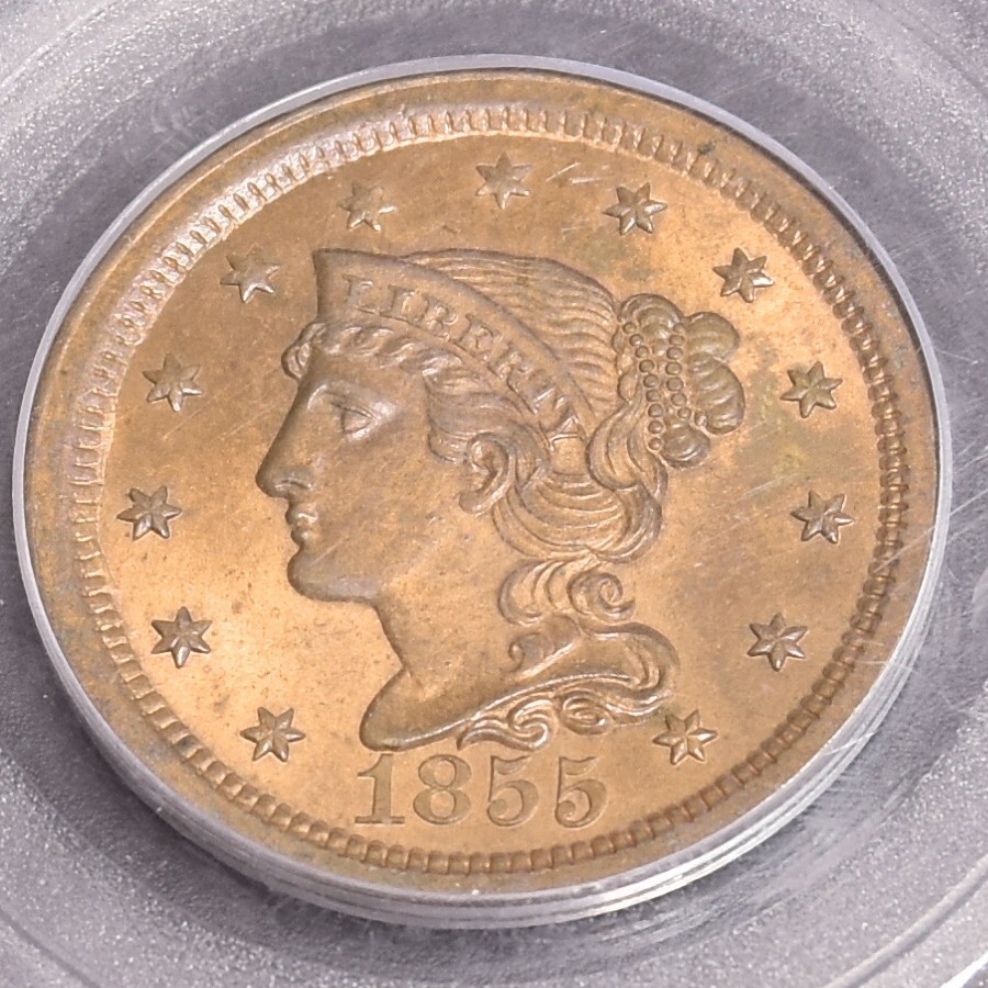 1855 Large Cent - Upright 55 - PCGS MS65RB (#51057-L) | eBay