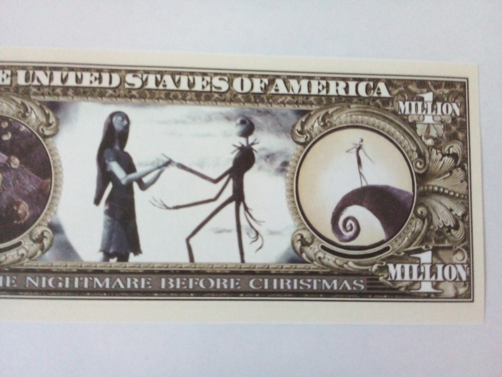 Two Jack Skellington $1 million bills Doublesided Novelty Banknotes ...
