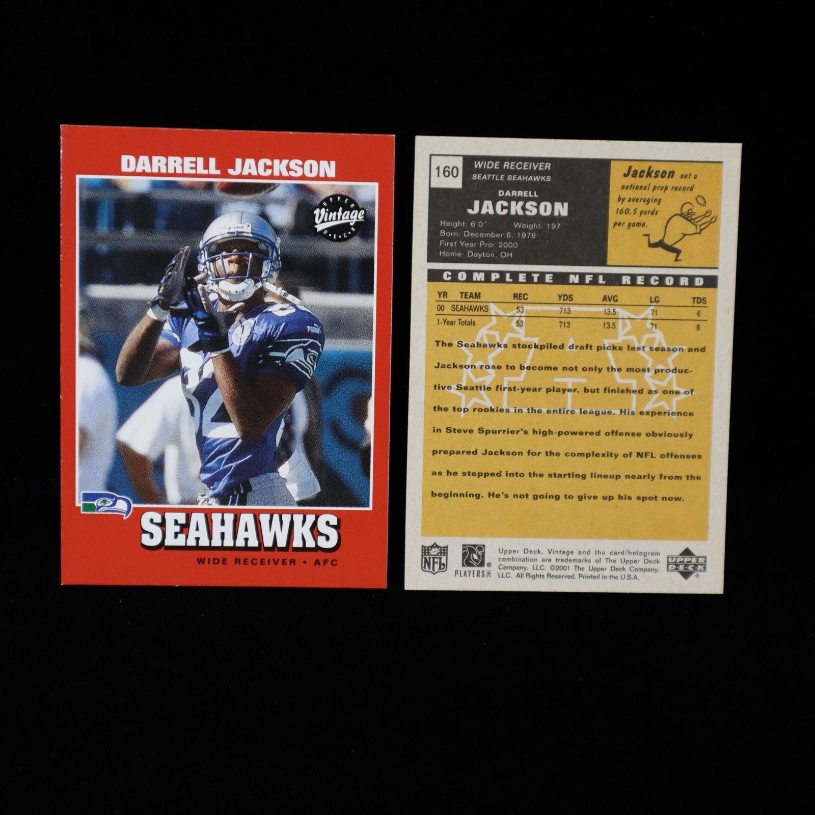 2001 Darrell Jackson Seattle Seahawks Vintage Upper Deck #160 | eBay