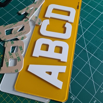 4D NUMBER PLATE LETTERS NUMBER PLATES/SIGNS self peel adhesive 3mm ...