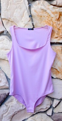 SHEIN LILAC CURVE 0XL Bodycon Bodysuit Body Suit 5% SPANDEX Lavender ...