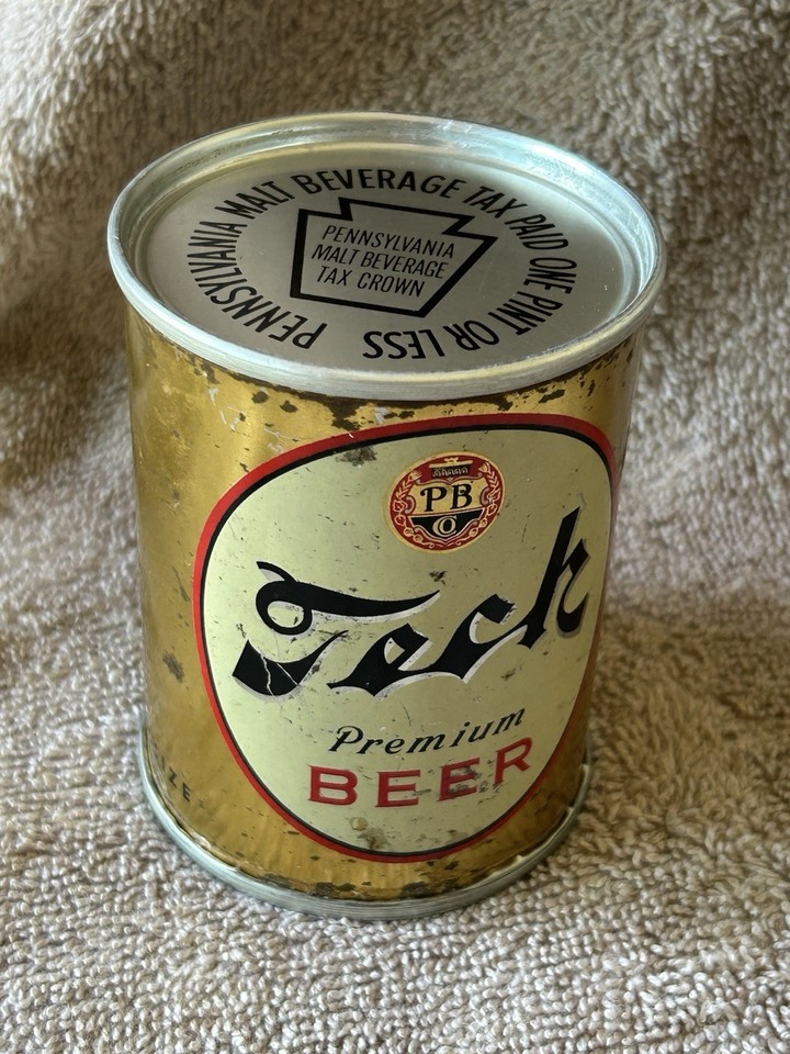 Tech Gem 8 0z Flat Top Beer Can - Bottom is Open- Pittsburgh PA | eBay