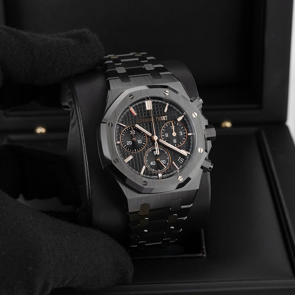 Audemars Piguet Royal Oak Watch 41MM Black Index Hour Markers Dial ...