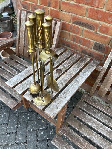 Traditional Antique Brass X 4 Piece Companion Set | eBay UK