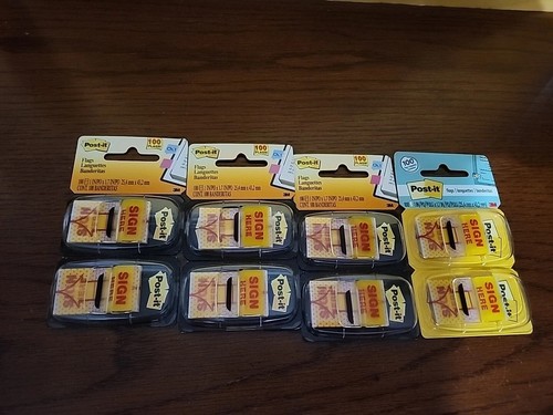 Post-it® Notes "Sign Here" Flags, 1" x 1.7", 50 Flags Per Pad, Lot Of 4 ...