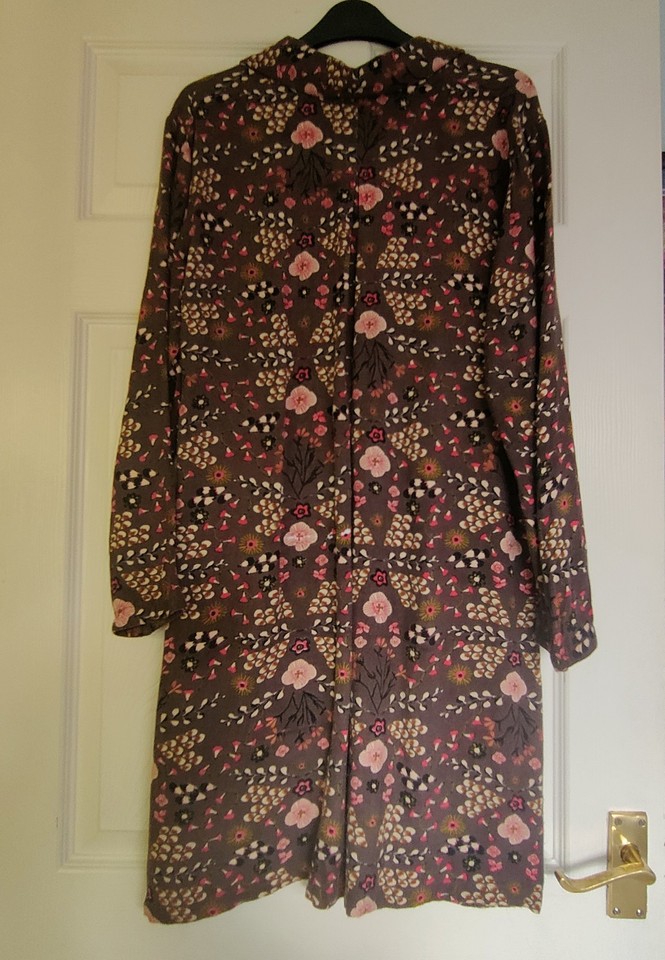 Nomads Brown Brushed Cotton Retro Print Dress 10 | eBay UK