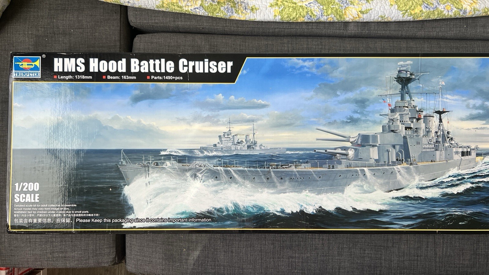 Trumpeter 1/200 HMS Hood Battle Cruiser Model Kit with wood deck ...