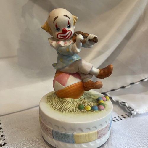 Lefton Vintage 1984 Revolving Clown Music Box Playing Violin “Be a ...