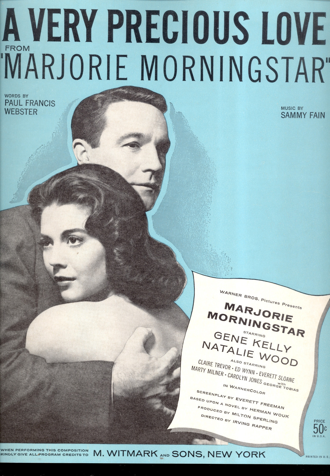 MARJORIE MORNINGSTAR Sheet Music "A Very Precious Love" Natalie Wood ...
