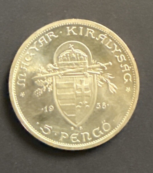 1938 Hungary 5 Pengo Proof Restrike Large World Coin 900th Ann Death St ...