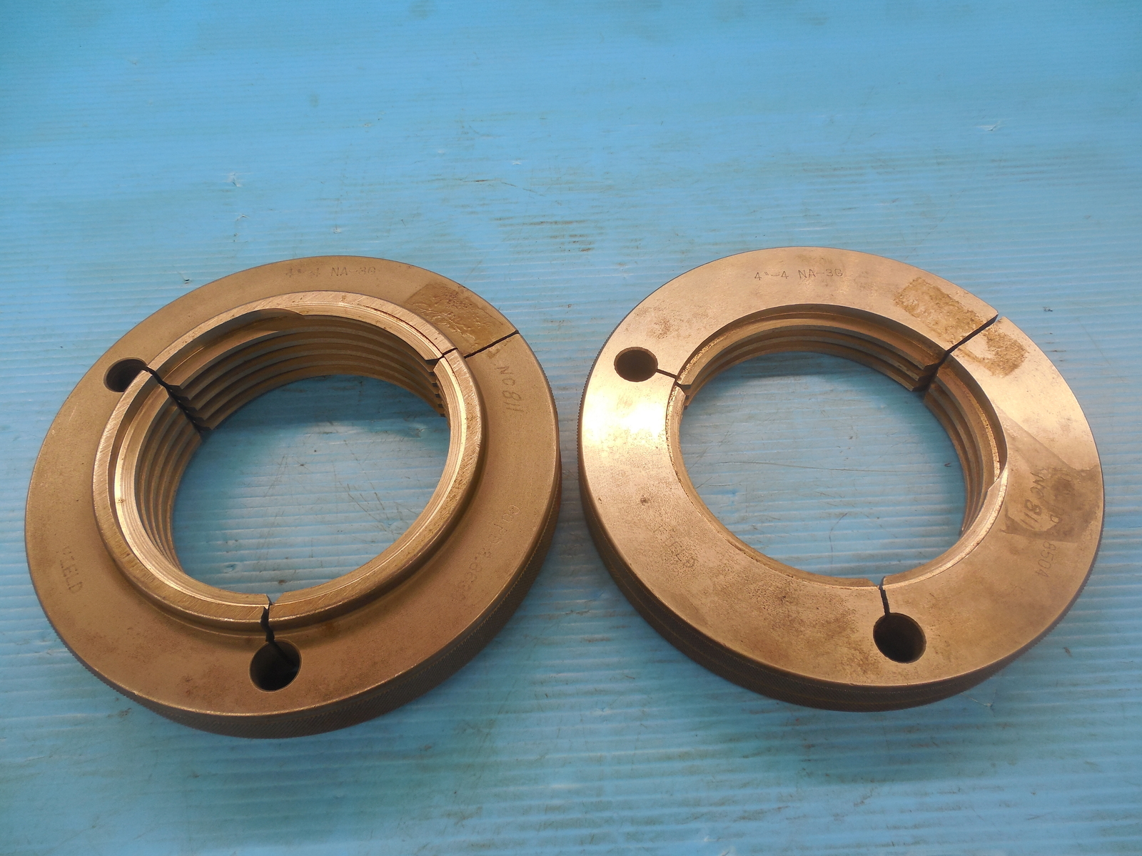 4" 4 NA 3G THREAD RING GAGES 4.00 GO NO GO P.D.'S= 3.8630 & 3.8504 ...