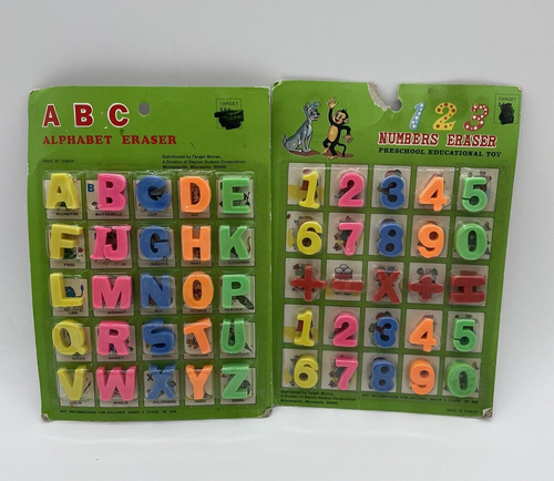 New Vintage Alphabet and Numbers Erasers Sets NOS | eBay