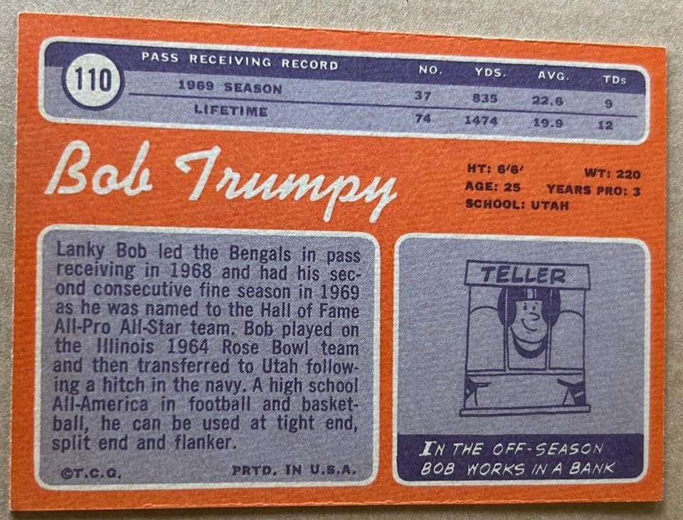 BOB TRUMPY 1970 TOPPS Card #110 NM-MT Condition | eBay