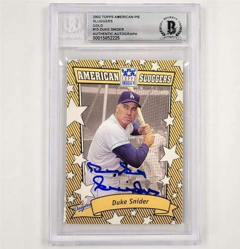 Duke Snider signed 2002 American Pie Sluggers Gold card #15 Beckett BAS ...
