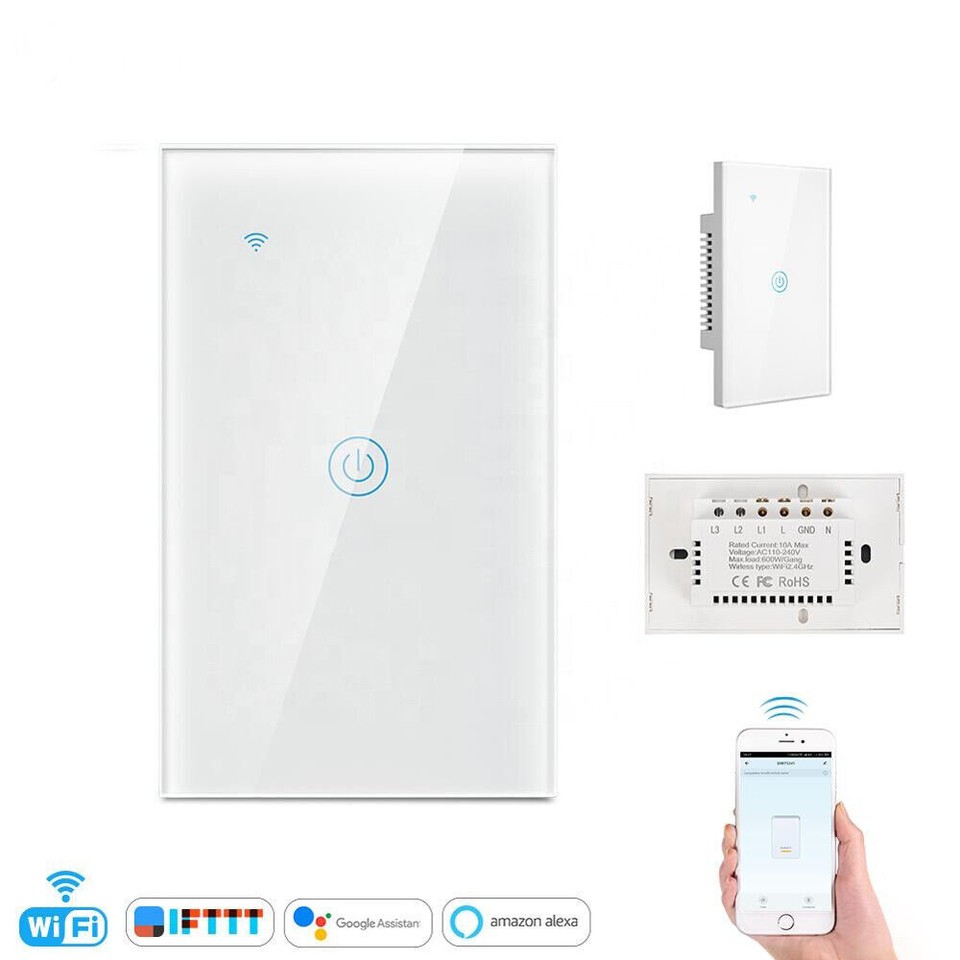 1/2/3/4Gang Light Smart Switch Alexa Google WIFI Control Wall Touch ...