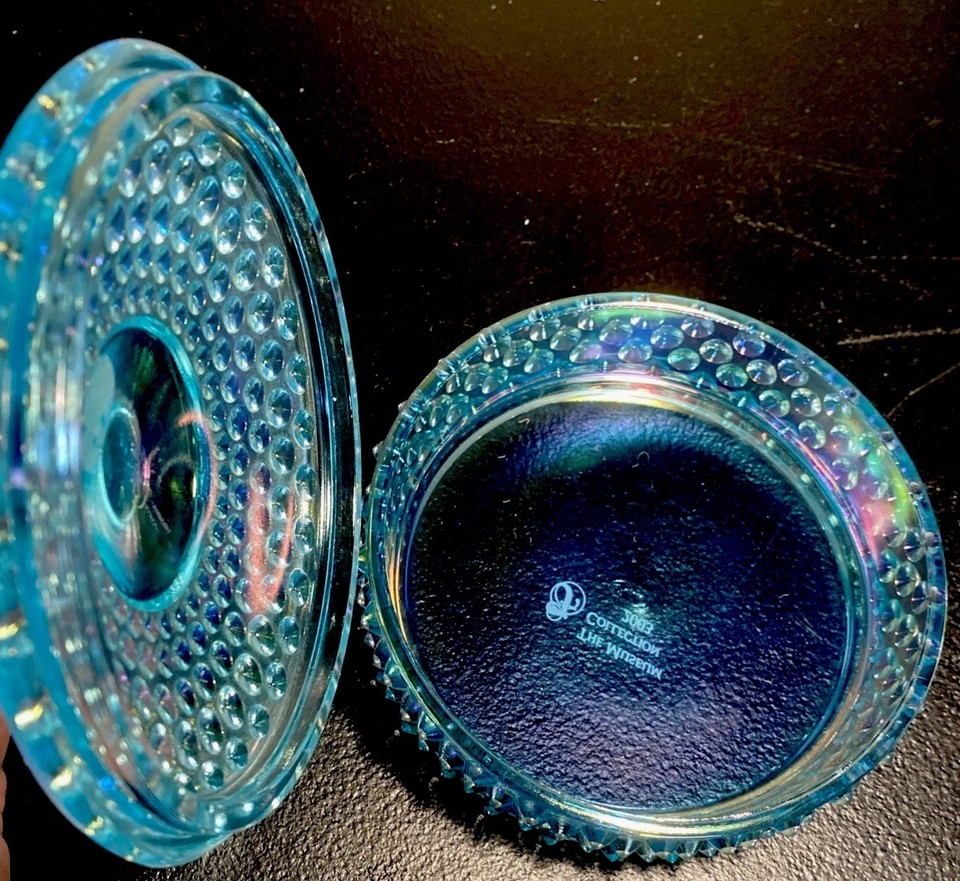 Fenton Museum Collection 2003 Blue Opalescent Hobnail Perfume Bottle ...