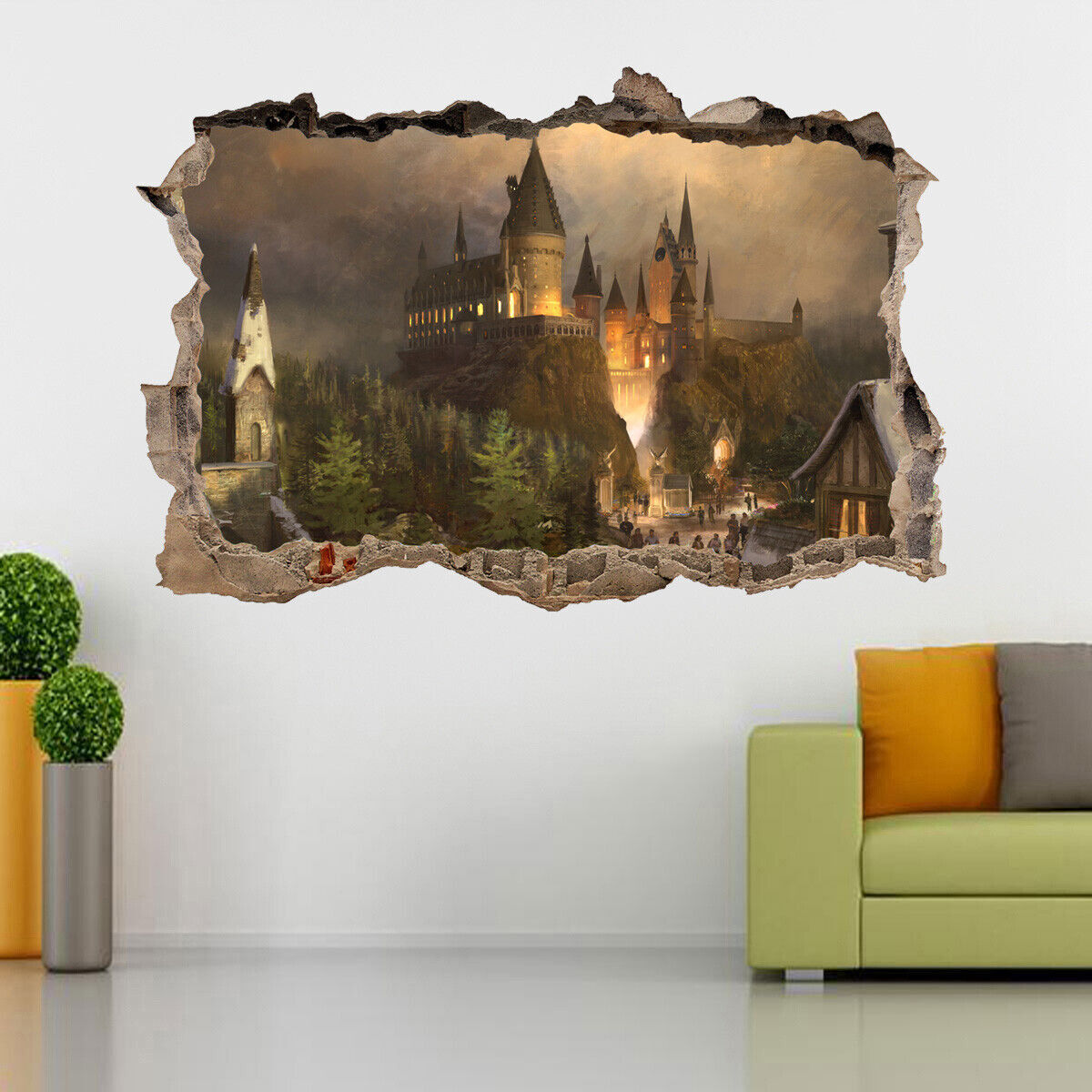 Harry Potter Hogwarts Castle 3D Smashed Hole Decal Wall Sticker Decor ...