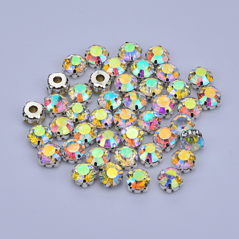 288pcs 3mm-8mm Sew On Crystal AB Glass Rhinestones Appliques Craft ...