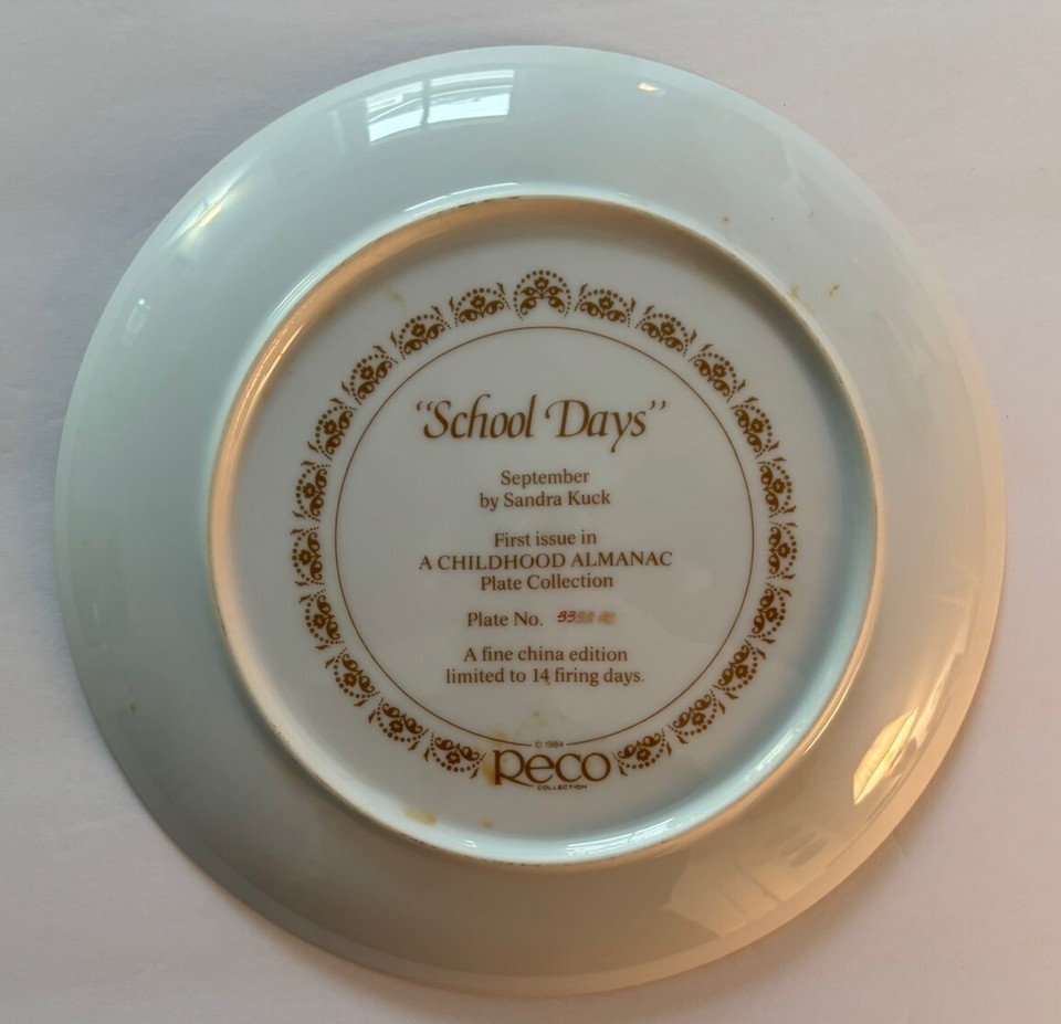 Reco Vintage Fine China 1986 Sandra Kuck A Childhood Almanac "School ...