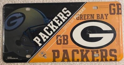 Green Bay Packers Booster License Plate Vintage Wisconsin Cheese Head ...