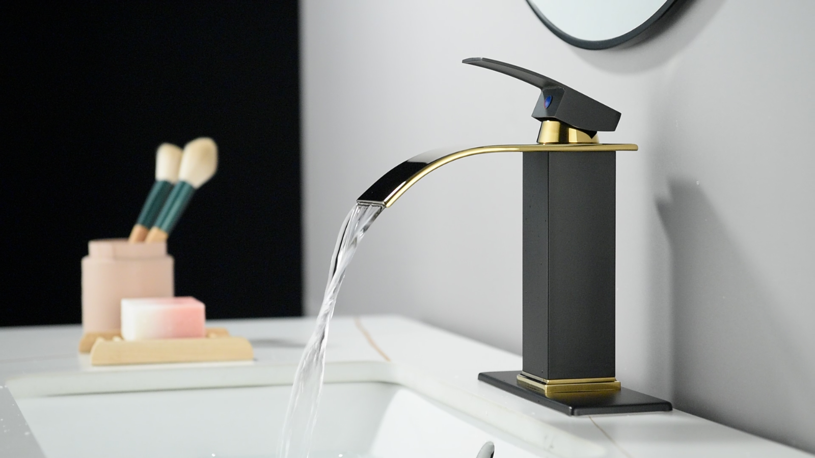 Waterfall Bathroom Sink Faucet Single Handle Basin Vanity Mixer Tap ...