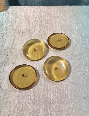 4 Large Vintage Clear Yellow Butterscotch Lucite Buttons 2 Inch Round ...