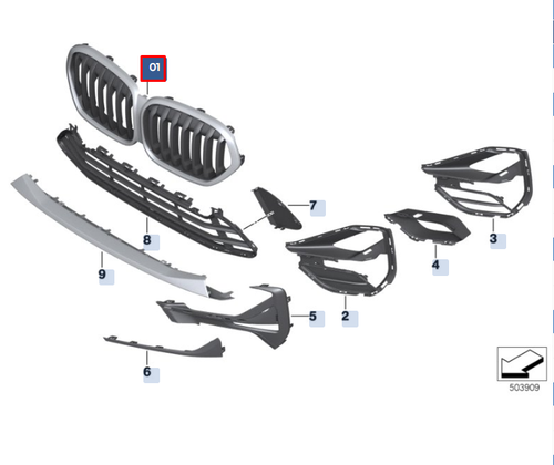 BMW X1 F48 Grille de radiateur de pare-chocs avant 51138493451 8493451 ...