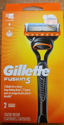 Gillette Fusion 5 Razors 1 razor + 2 cartridges For a Longer Lasting ...