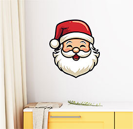 Colourful Christmas Santa Face Wall Art Bedroom Laptop Decor Vinyl ...