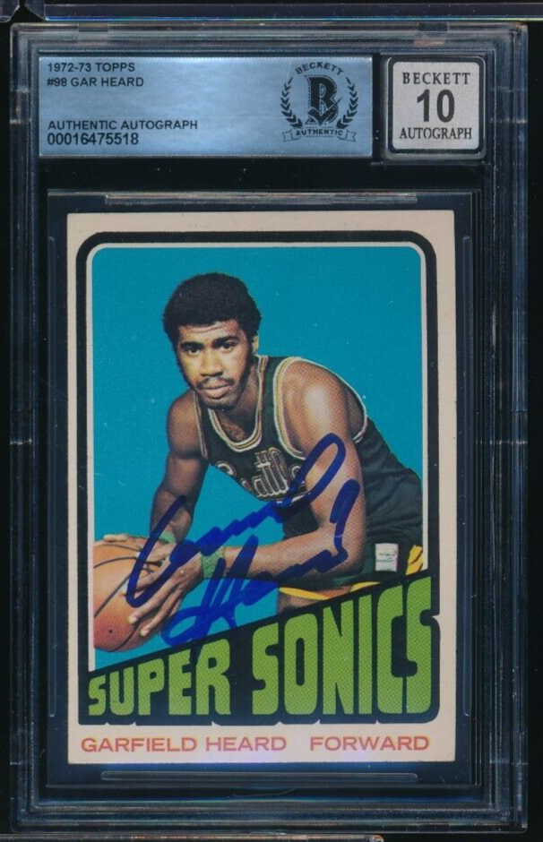 1972-73 Topps Garfield Heard #98 Rookie RC signed auto BAS BECKETT ...