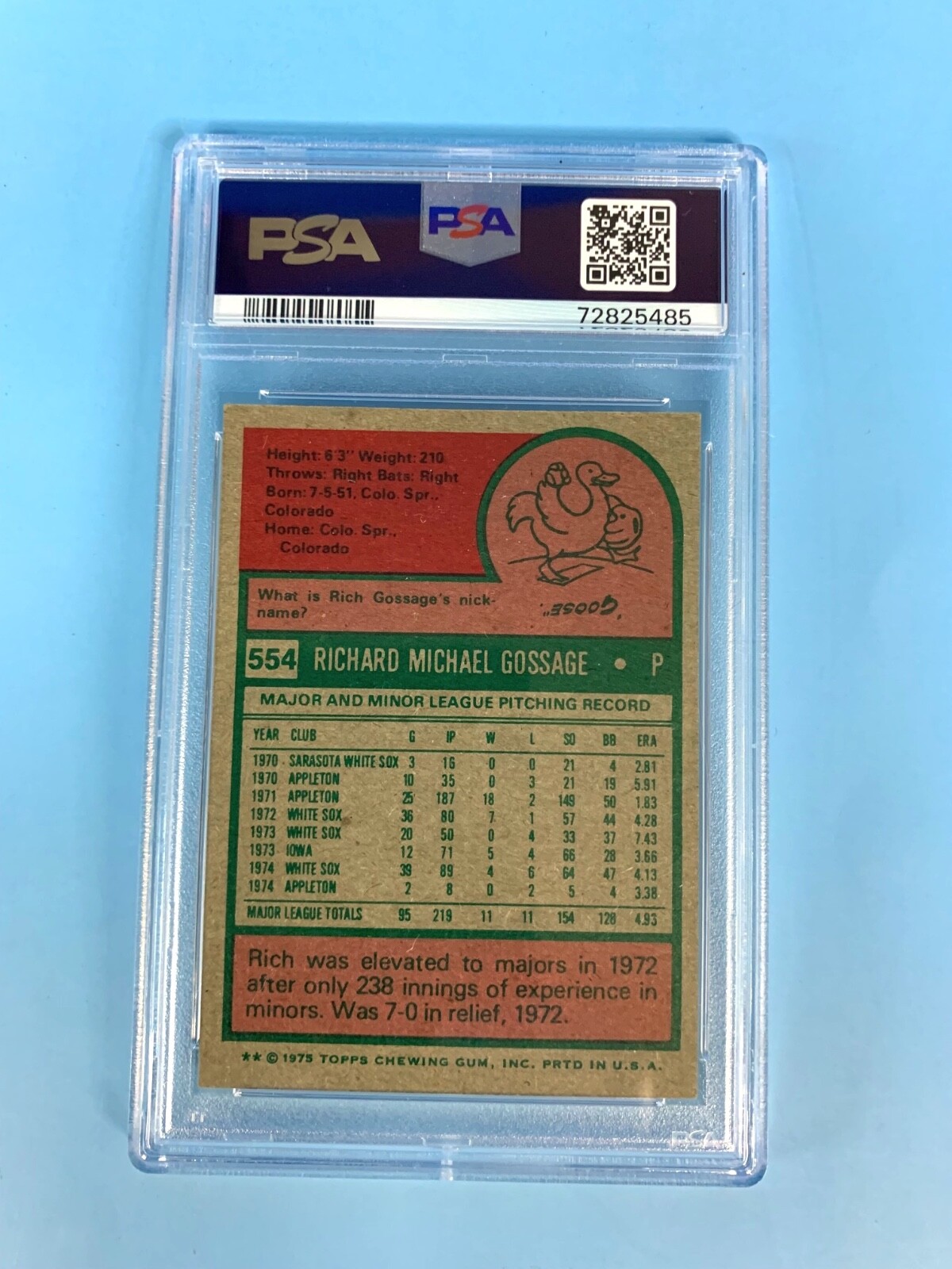 1975 Topps #554 Rich Gossage (HOFer) - PSA: EX 5 Baseball Card | eBay