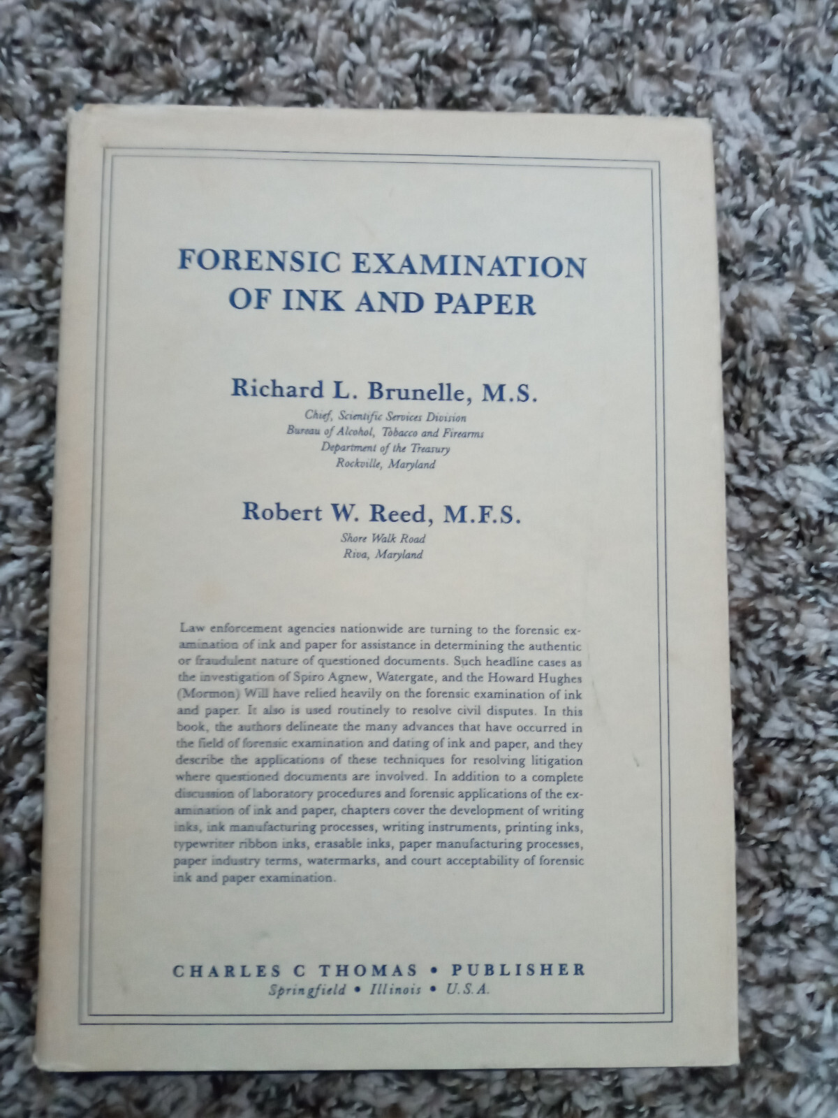 Forensic Examination of Ink and Paper, 1st Ed | Brunelle & Reed ...