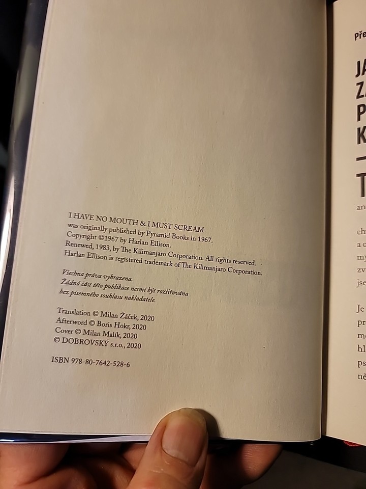 I Have No Mouth and I Must Scream Harlan Ellison Czech Printing ...