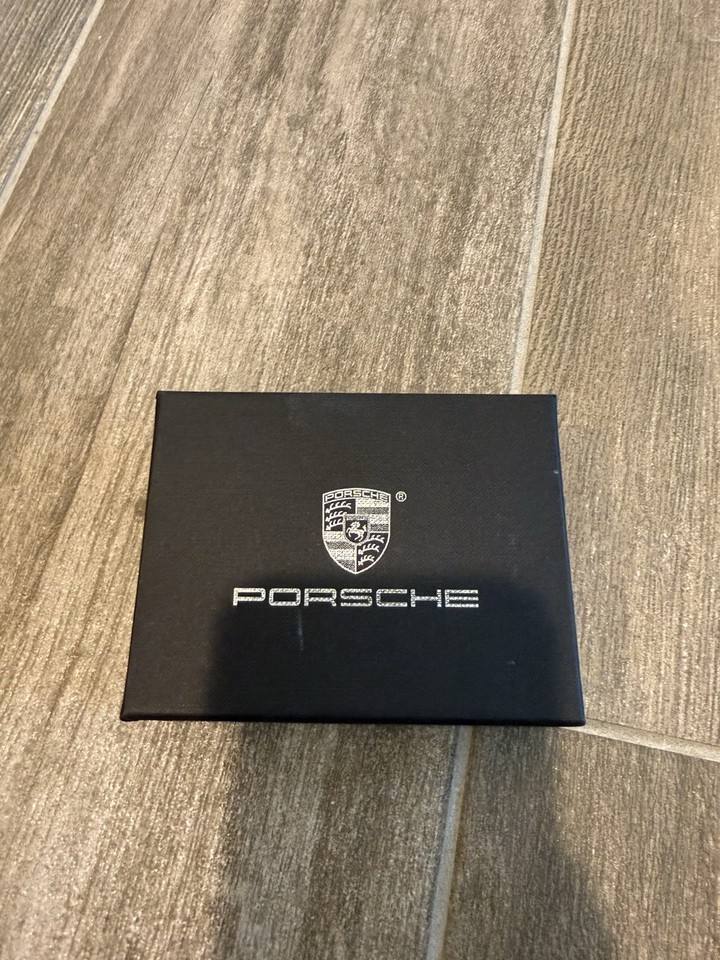 NIB Porsche Genuine Leather Card Holder Blue w/ Embossed Logo ...