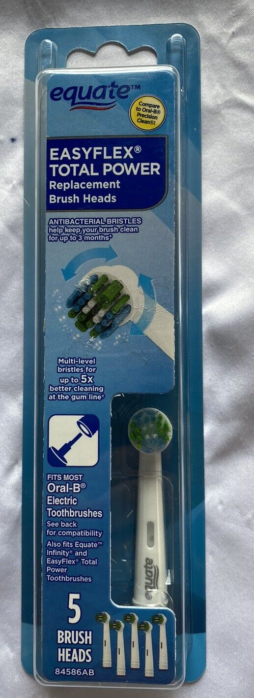 5 COUNT EQUATE EASYFLEX TOTAL POWER REPLACEMENT BRUSH Toothbrush HEADS ...