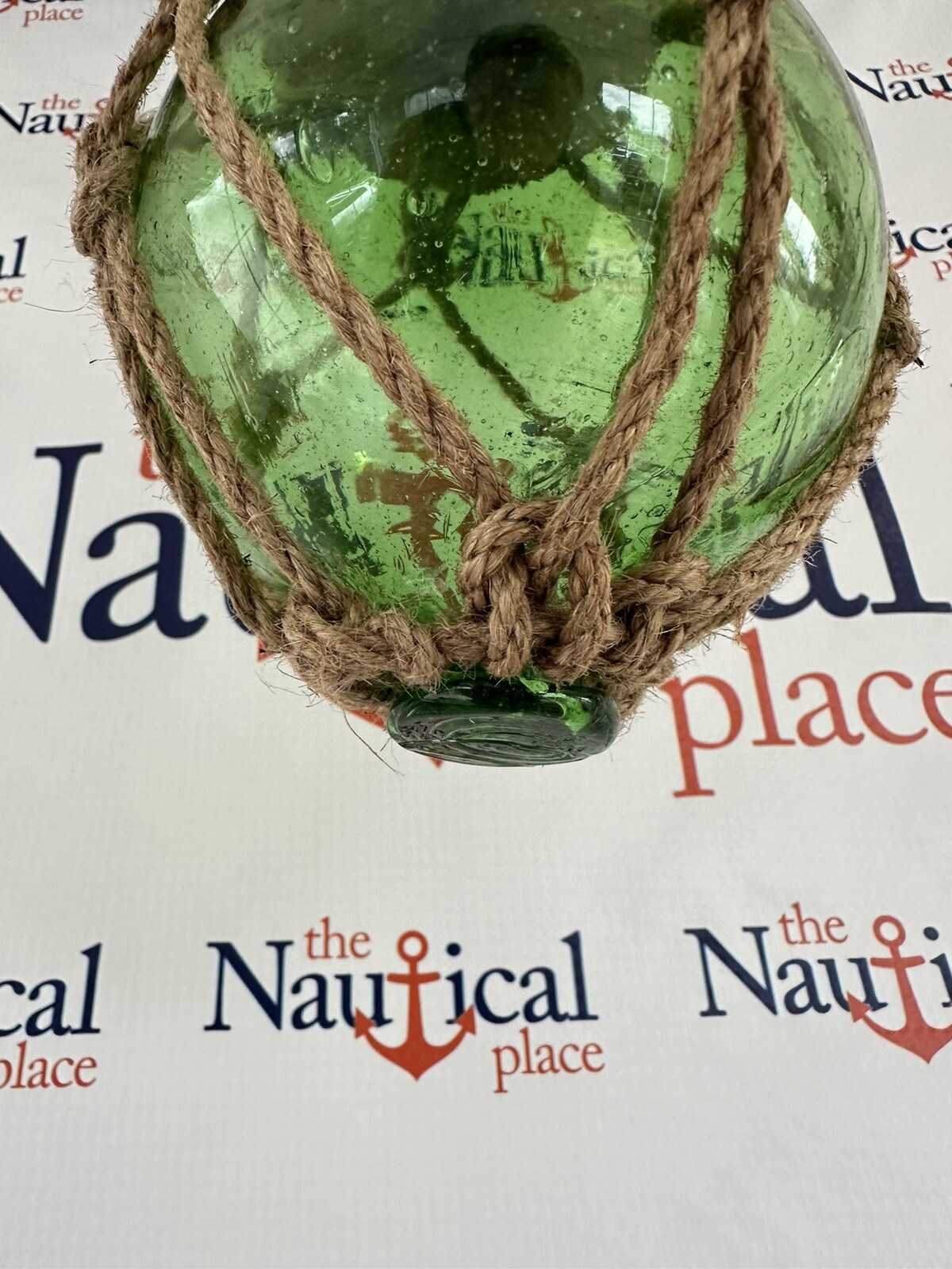 (3) Glass Fishing Floats On Rope, Nautical Fish Net Decor, Blue, Green ...