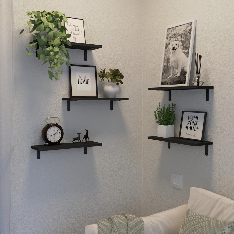 Floating Shelves, 5 Sets Wall Shelves, Wood Floating Shelves for ...